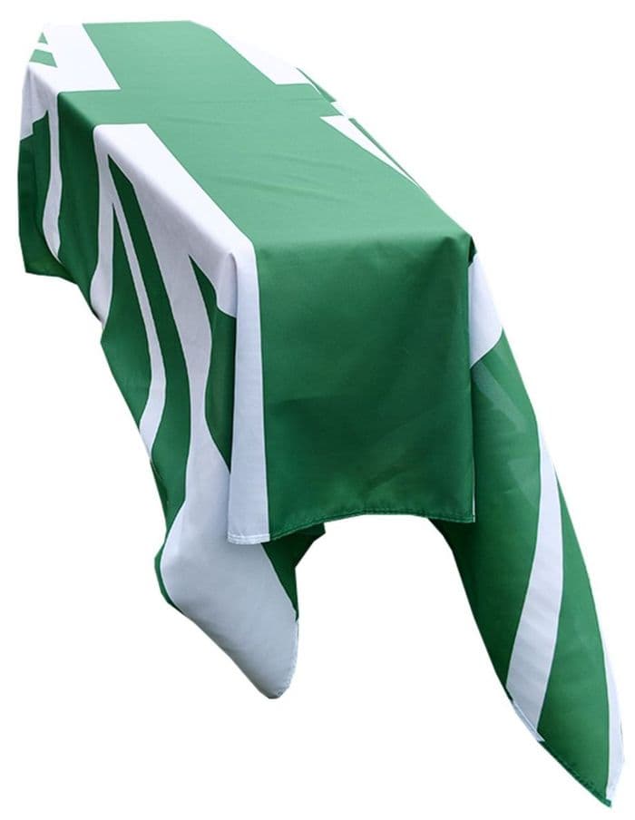 GREEN AND WHITE UNION JACK FLAG COFFIN DRAPE