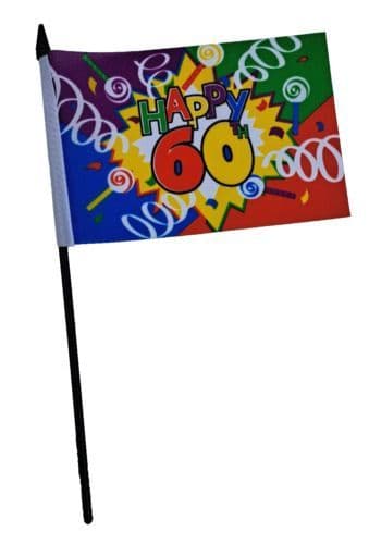 Happy 60th Birthday Small Hand Waving Flag