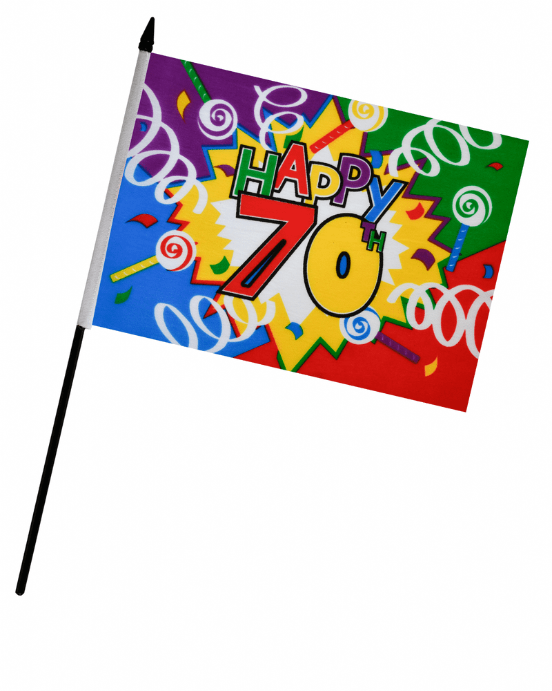 Happy 70th Birthday Medium Hand Flag