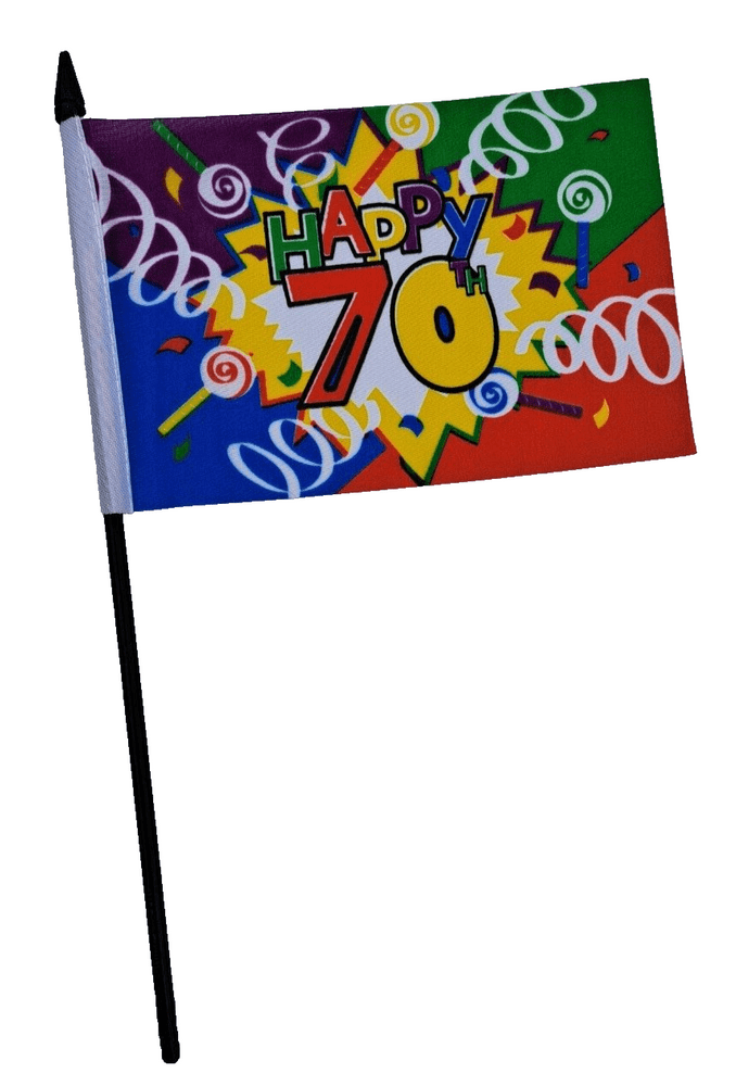 Happy 70th Birthday Small Hand Waving Flag