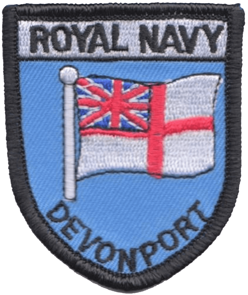 HMNB Devonport Royal Navy RN White Ensign Small Shield Embroidered Badge