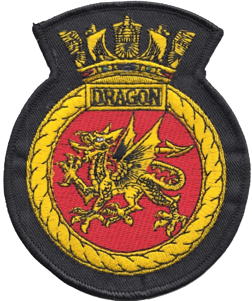 HMS Dragon Royal Navy RN Surface Fleet Crest MOD Embroidered Patch