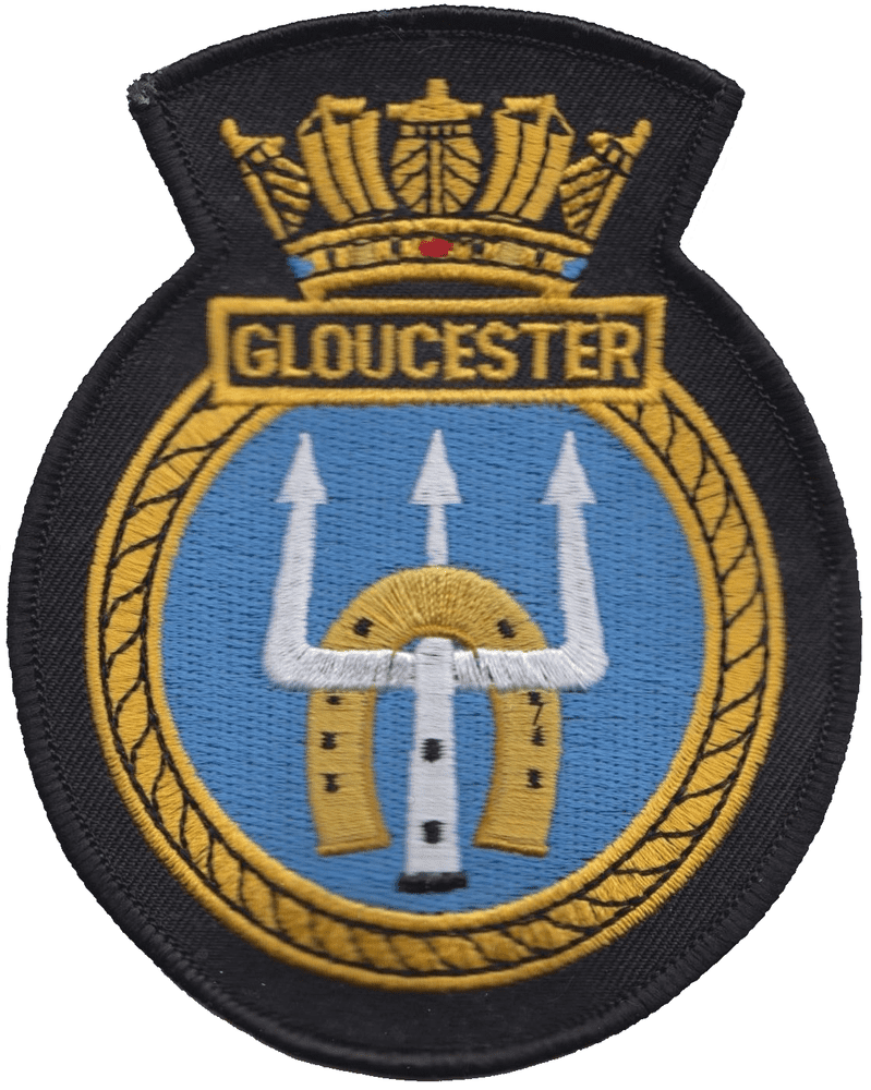 HMS Gloucester Royal Navy RN Surface Fleet Crest MOD Embroidered Patch