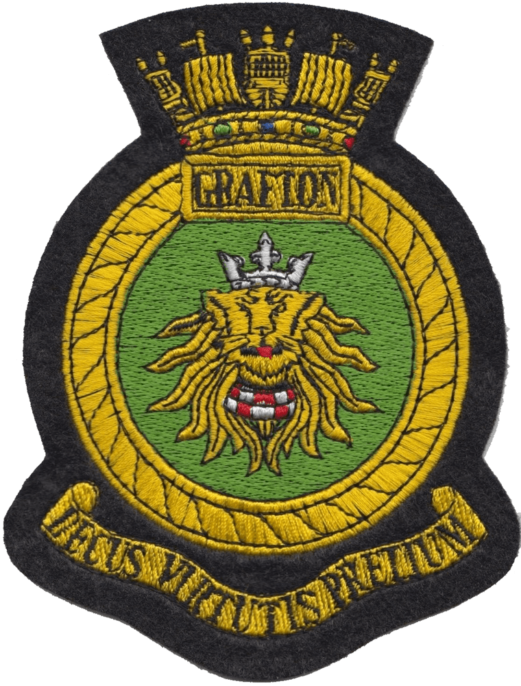 HMS Grafton Royal Navy RN Surface Fleet Crest MOD Embroidered Patch