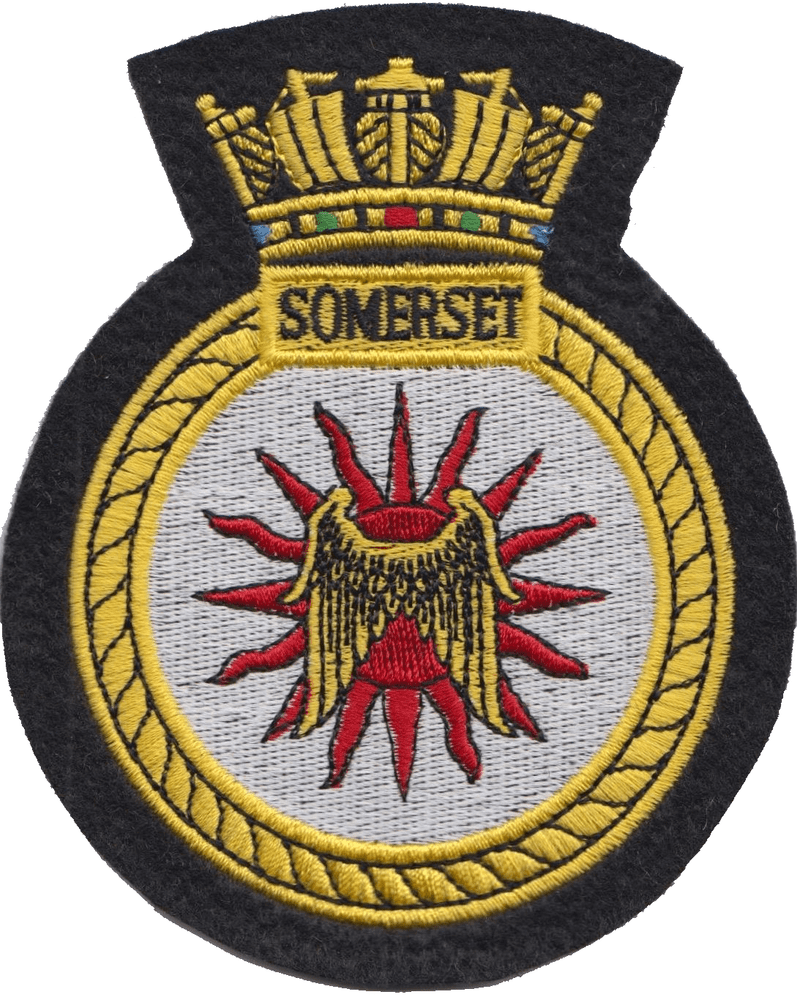 HMS Somerset Royal Navy RN Surface Fleet Crest MOD Embroidered Patch