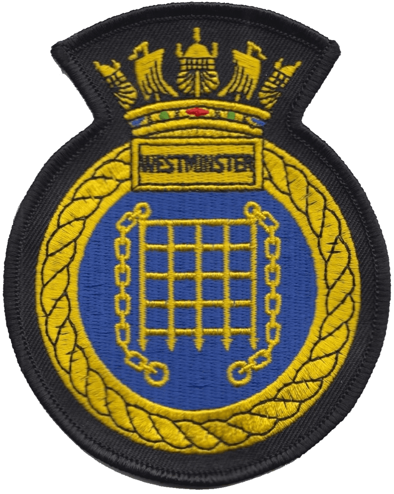HMS Westminster Royal Navy RN Surface Fleet Crest MOD Embroidered Patch