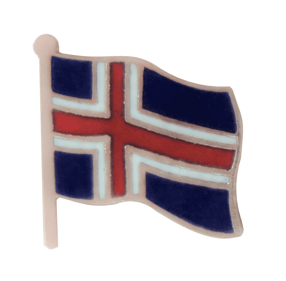 Iceland Wavy Flag Pin Badge