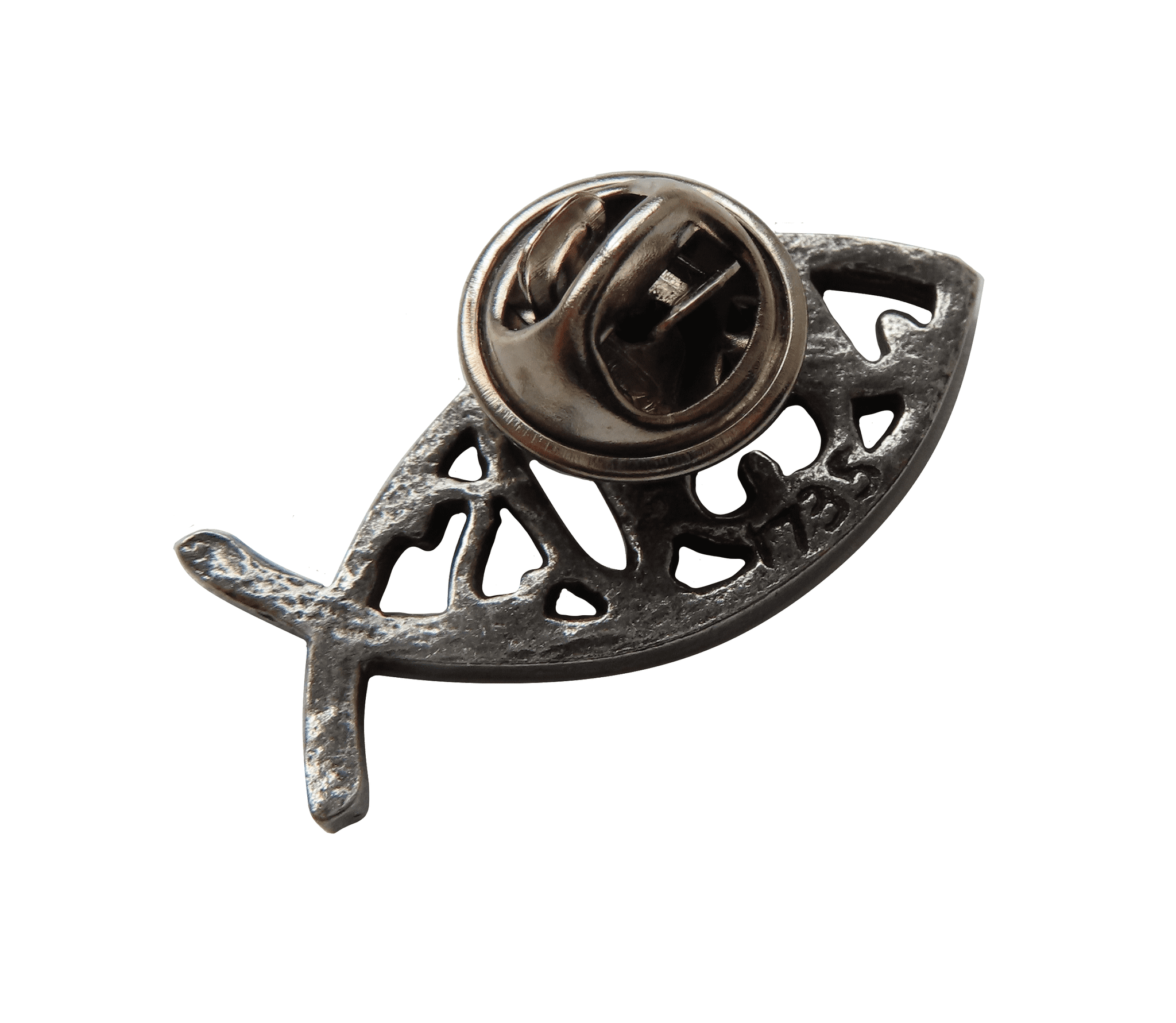 Ichthys Jesus Fish Christian Pewter Pin Badge