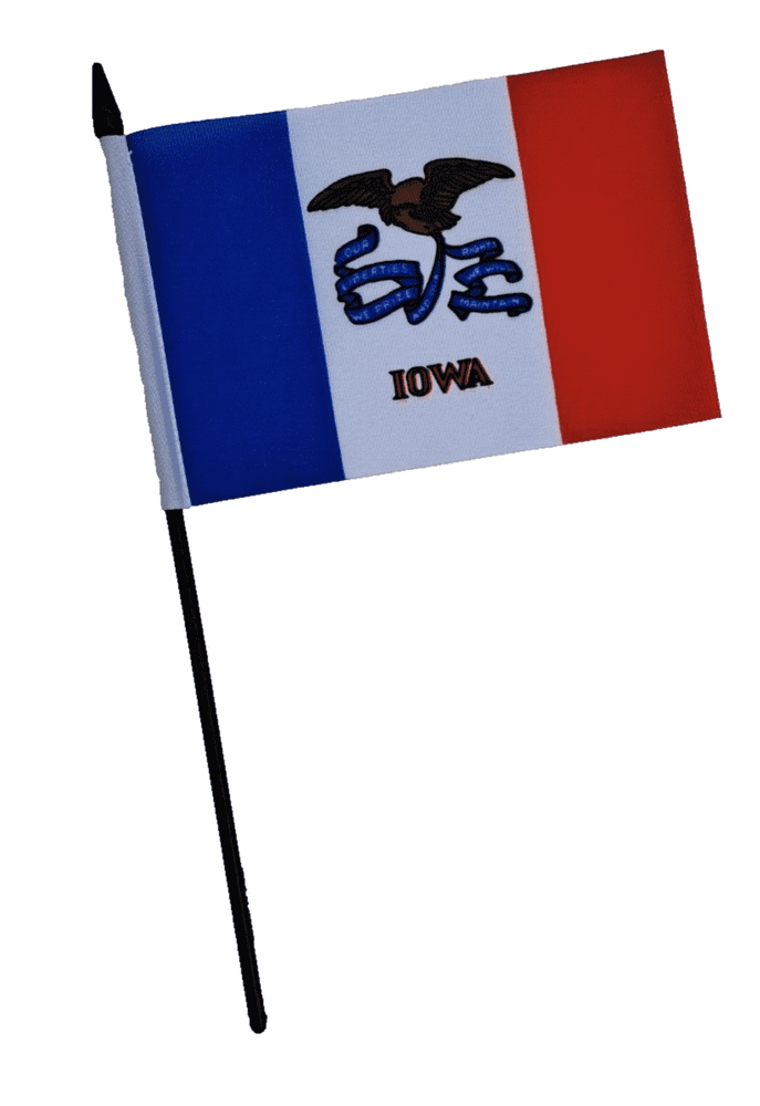 Iowa Small Hand Waving Flag