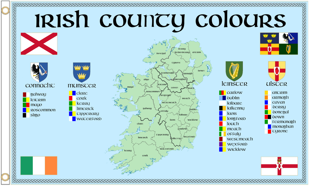 Ireland GAA County Colours Map Polyester 5 x3 Flag
