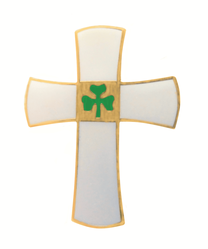 Ireland Irish White Cross and Shamrock Pin Badge