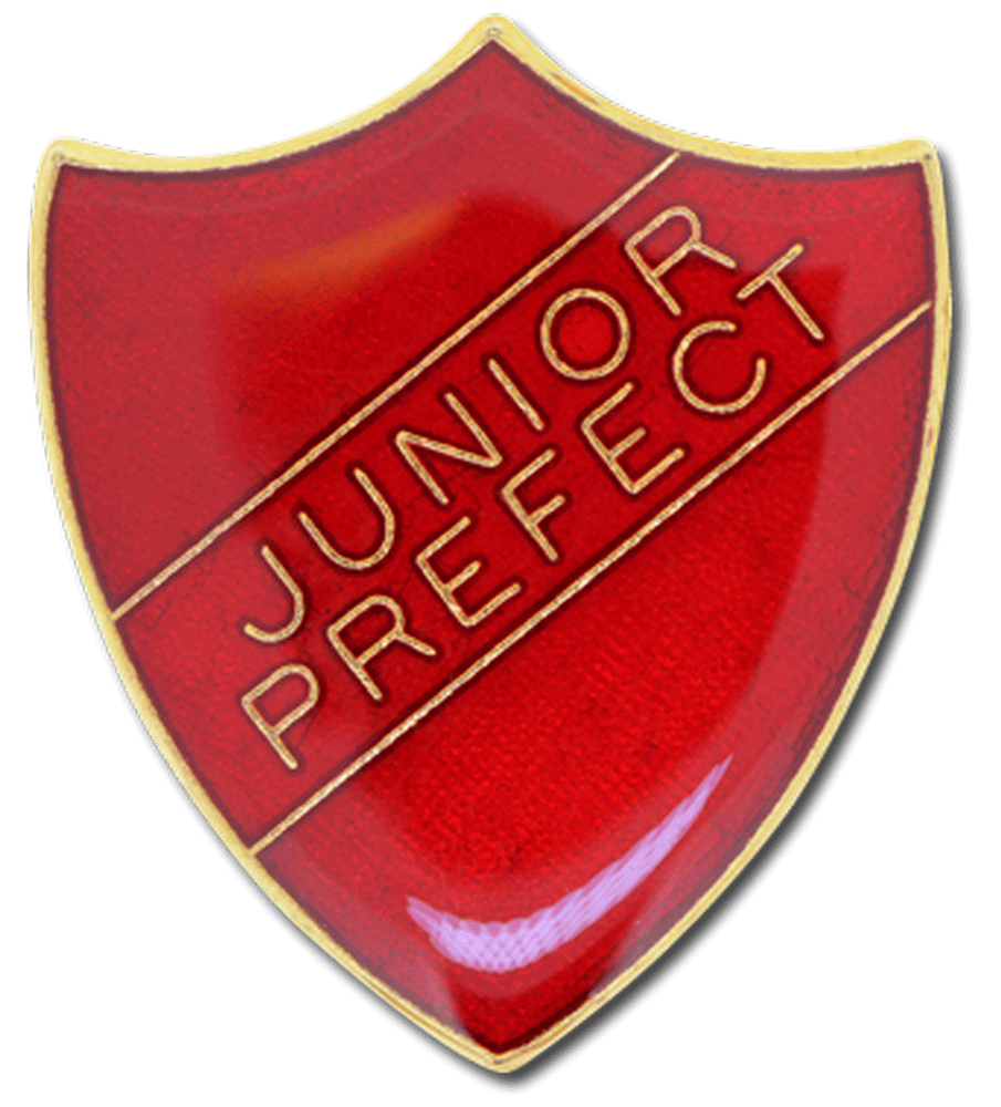 Junior Prefect Red Shield Pin Badge