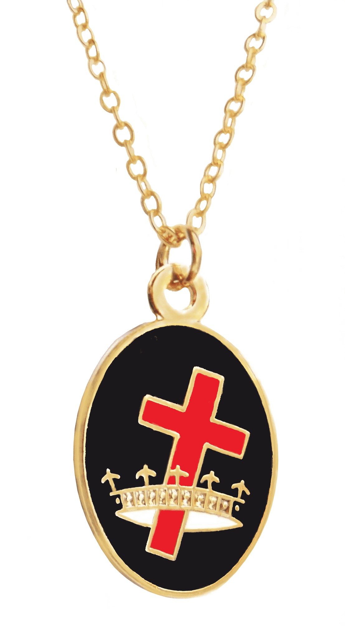 Knights Templar Cross & Crown Oval Masonic Freemasonry Pendant - K005P