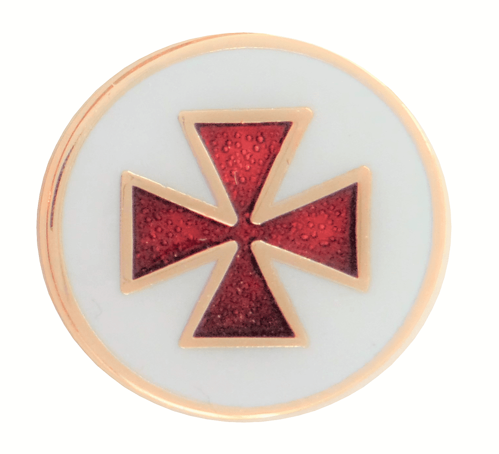 Knights Templar Cross Pattée Round Masonic Pin Badge