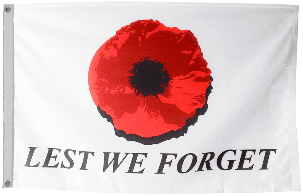 Lest We Forget Poppy Flag with Eyelets
