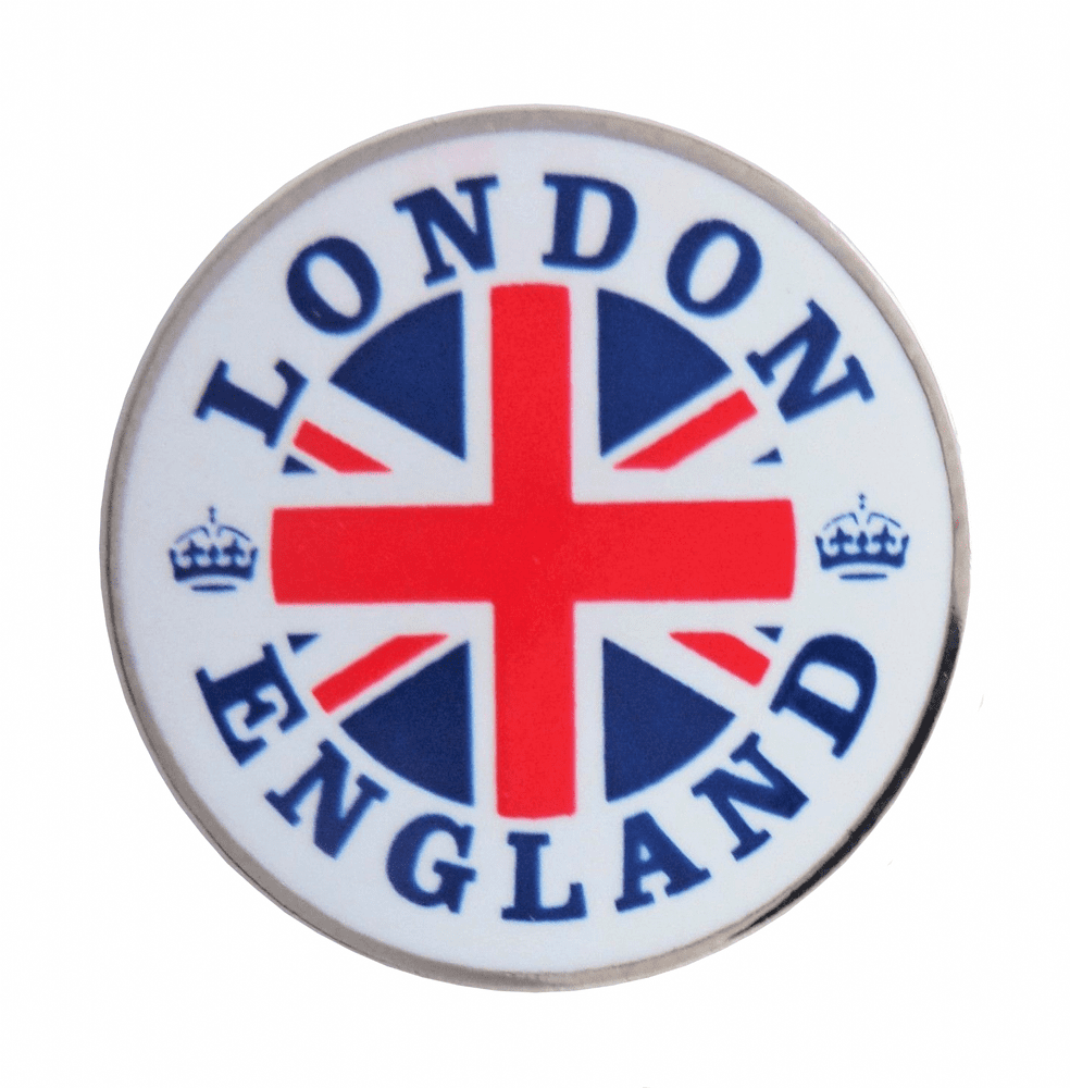 London England Round Union Jack Pin Badge