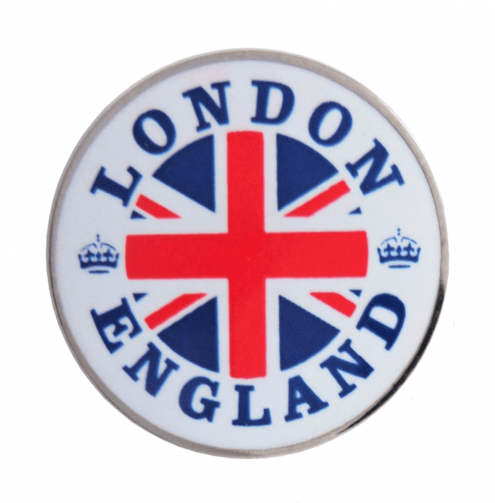 London England Round Union Jack Pin Badge