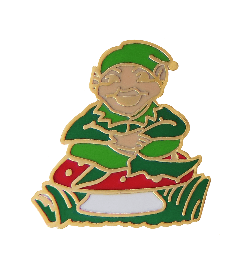 Lucky Cornish Pixie On A Toadstool Pin Badge