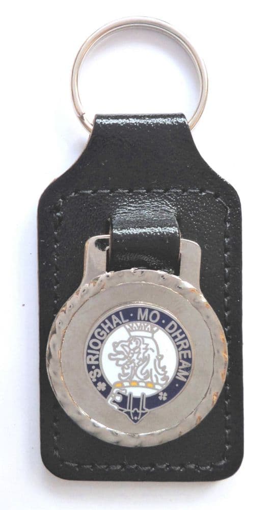 MacGregor Scottish Clan Black Leather & Enamel Key Fob