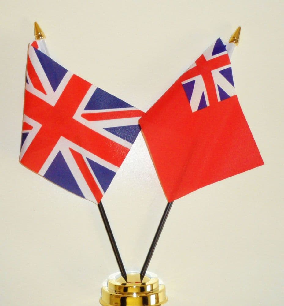 Merchant Navy Red Colonial Ensign and United Kingdom Friendship Table Flag