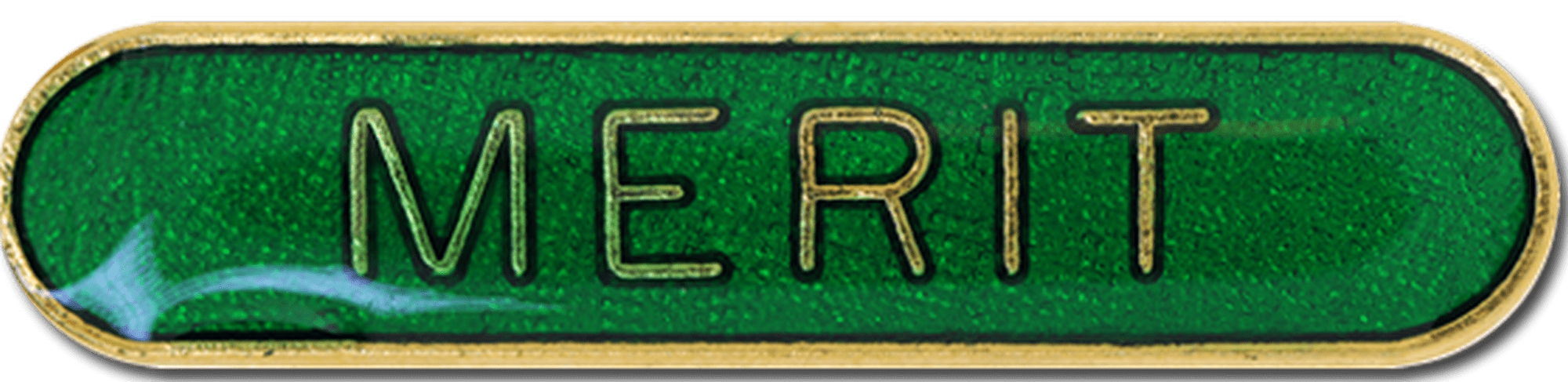 Merit Rounded Bar Green Pin Badge