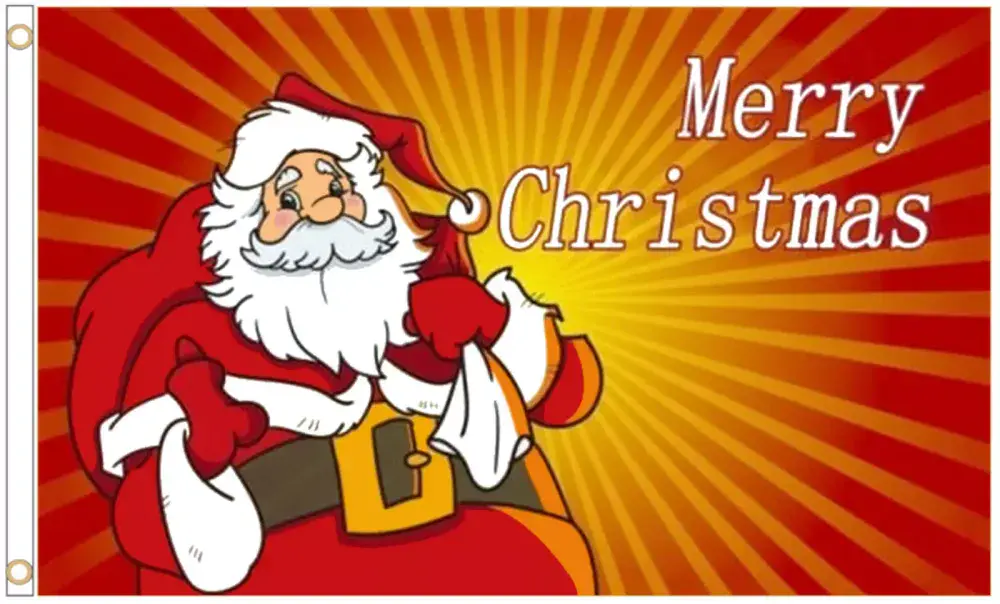 Merry Christmas Santa Red Polyester 5 x3 Flag