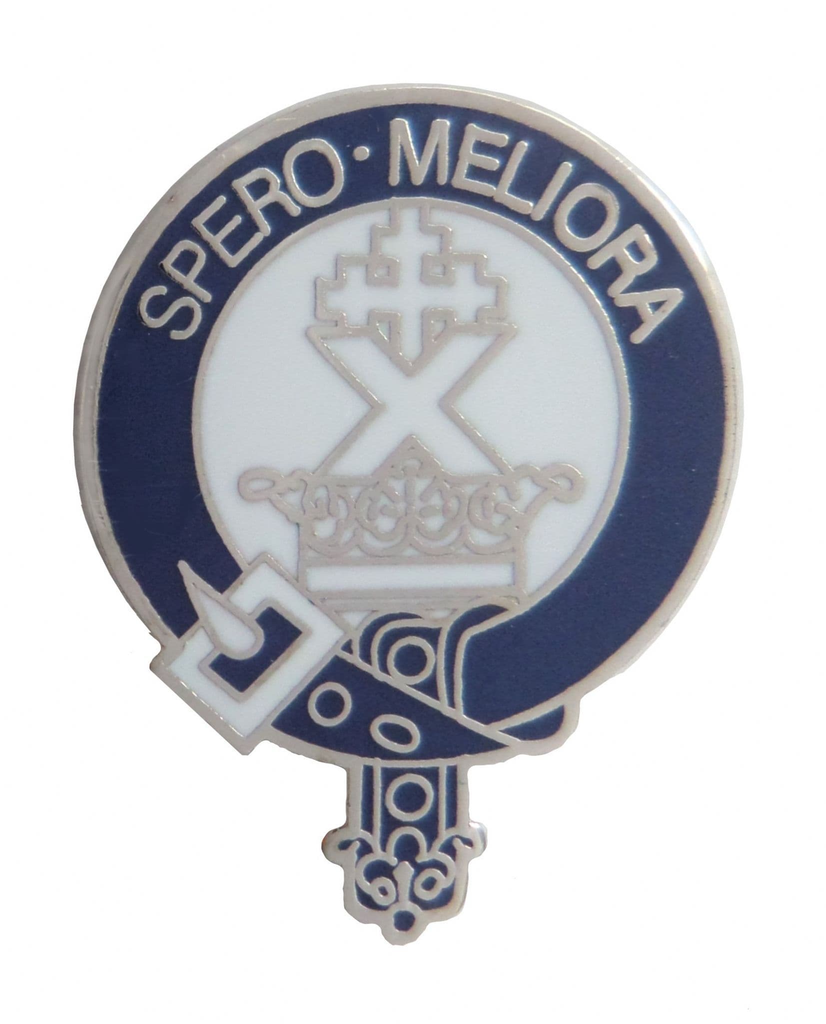 Moffat "Spero Meliora" Scottish Clan Name Crest Pin Badge
