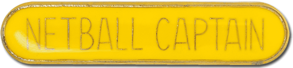 Netball Captain Rounded Bar Yellow Pin Badge