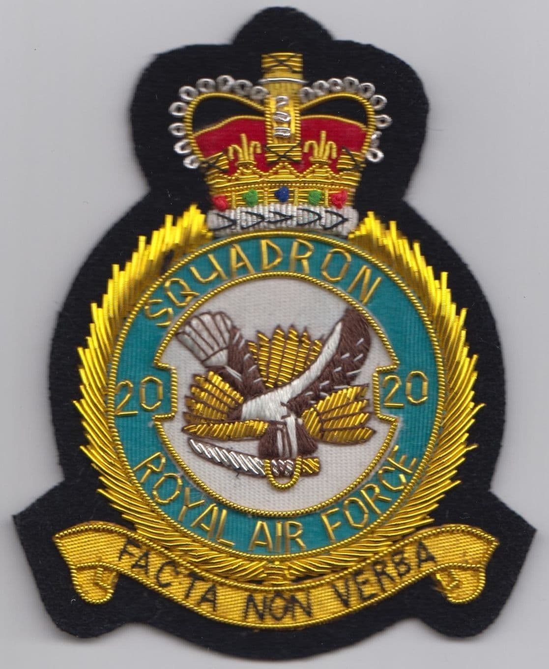 No 20 Squadron Royal Air Force RAF GOLD WIRED Blazer Embroidered Badge