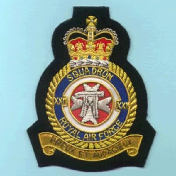No 22 Squadron Royal Air Force RAF GOLD WIRED Blazer Embroidered Badge