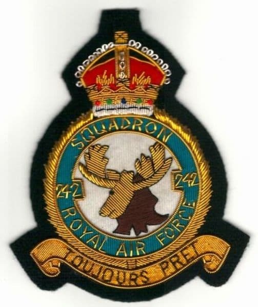 No 242 Squadron Royal Air Force RAF GOLD WIRED Blazer Embroidered Badge