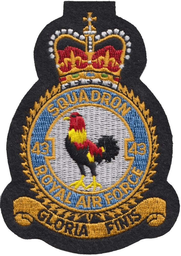 No 43 F Squadron Royal Air Force RAF Crest MOD Embroidered Patch