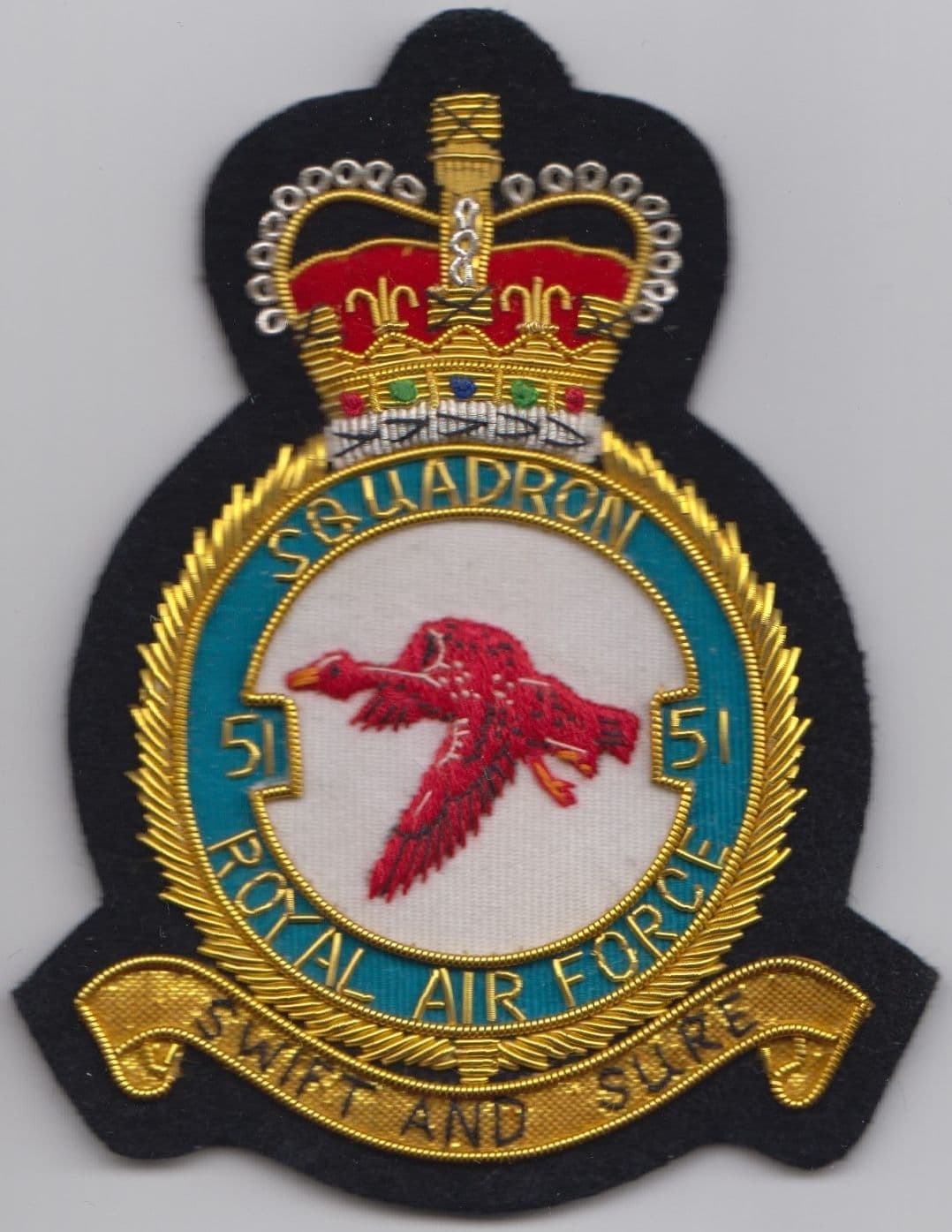 No 51 Squadron Royal Air Force RAF GOLD WIRED Blazer Embroidered Badge