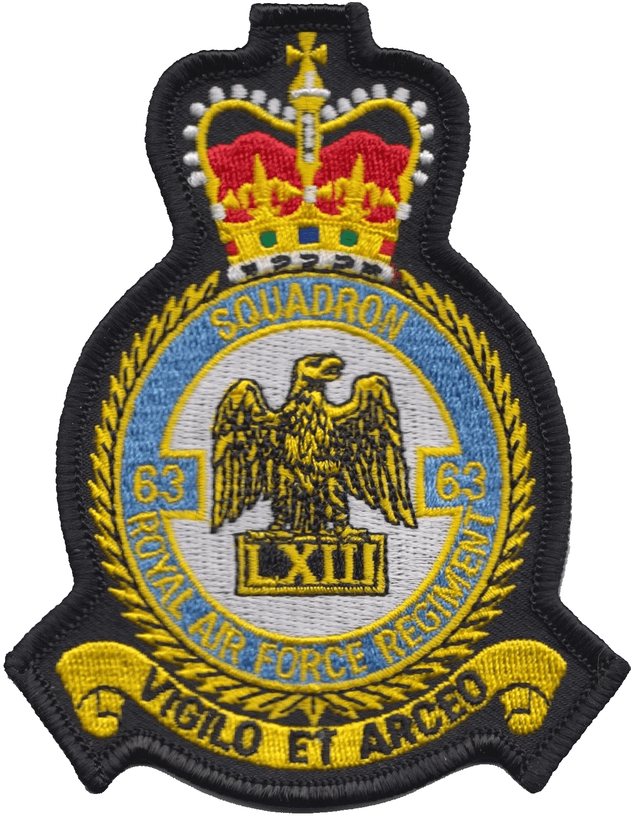 No 63 Squadron RAF Regiment Royal Air Force MOD Crest Embroidered Patch