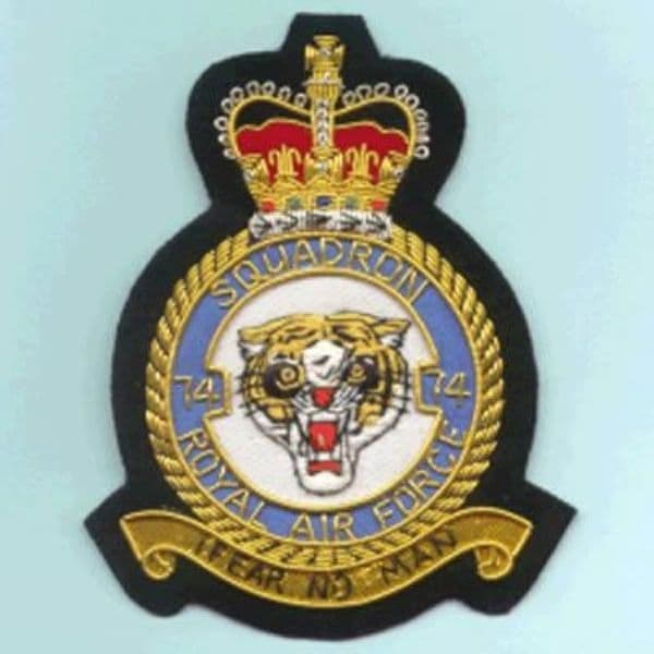 No 74 Squadron Royal Air Force RAF GOLD WIRED Blazer Embroidered Badge