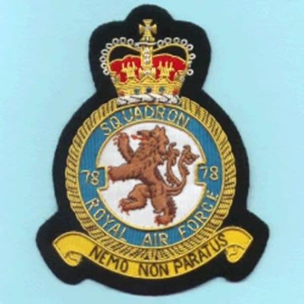 No 78 Squadron Royal Air Force RAF GOLD WIRED Blazer Embroidered Badge