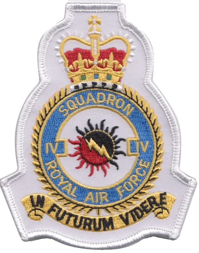 No IV 4 R Squadron Royal Air Force RAF White Crest MOD Embroidered Patch