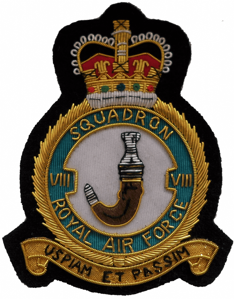 No VIII 8 Squadron Royal Air Force RAF GOLD WIRED Blazer Embroidered Badge