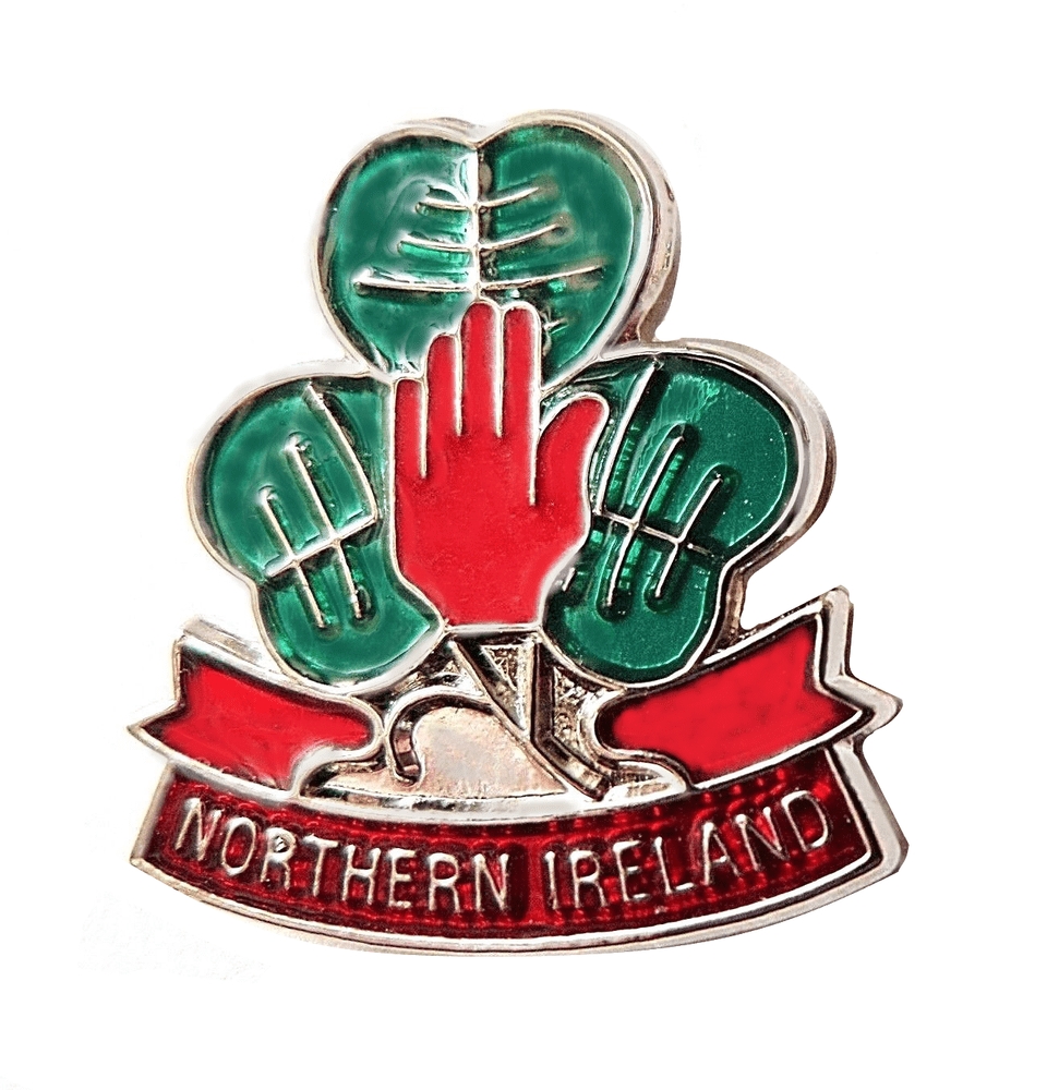 Northern Ireland Shamrock and Red Hand Flag Pin Badge