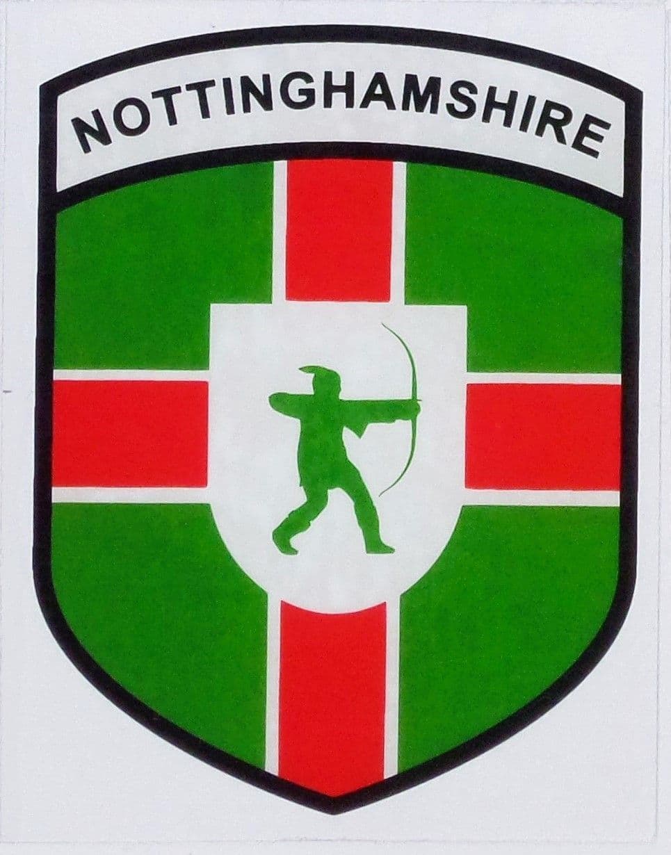 Nottinghamshire County Flag Car Sticker - Shield Self Cling