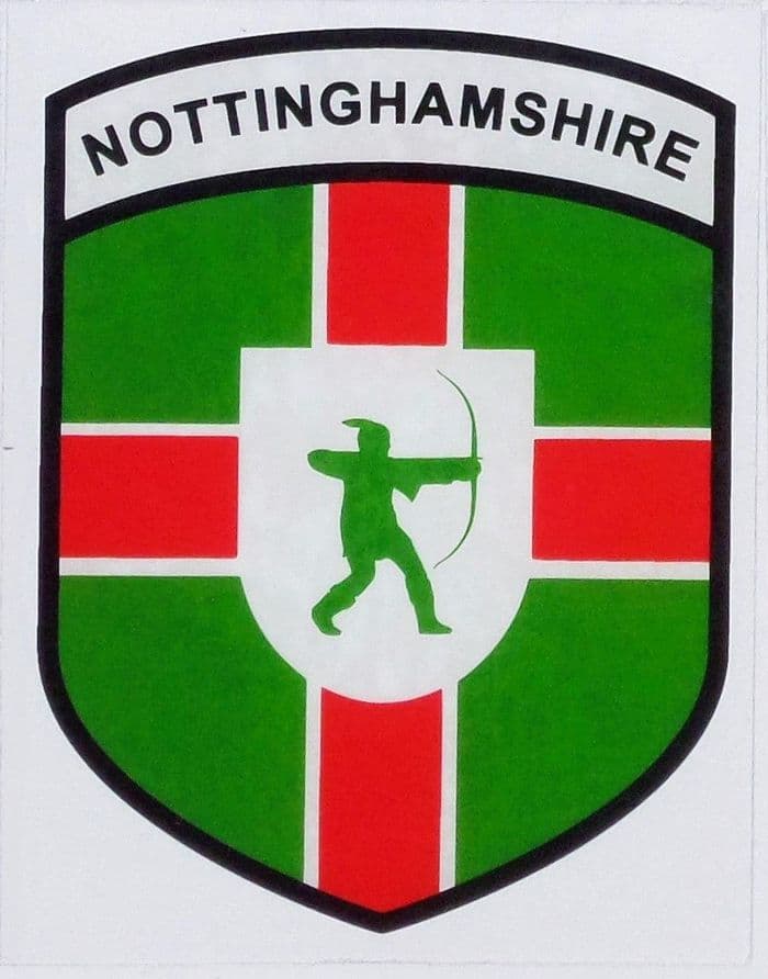 Nottinghamshire County Flag Car Sticker - Shield Self Cling