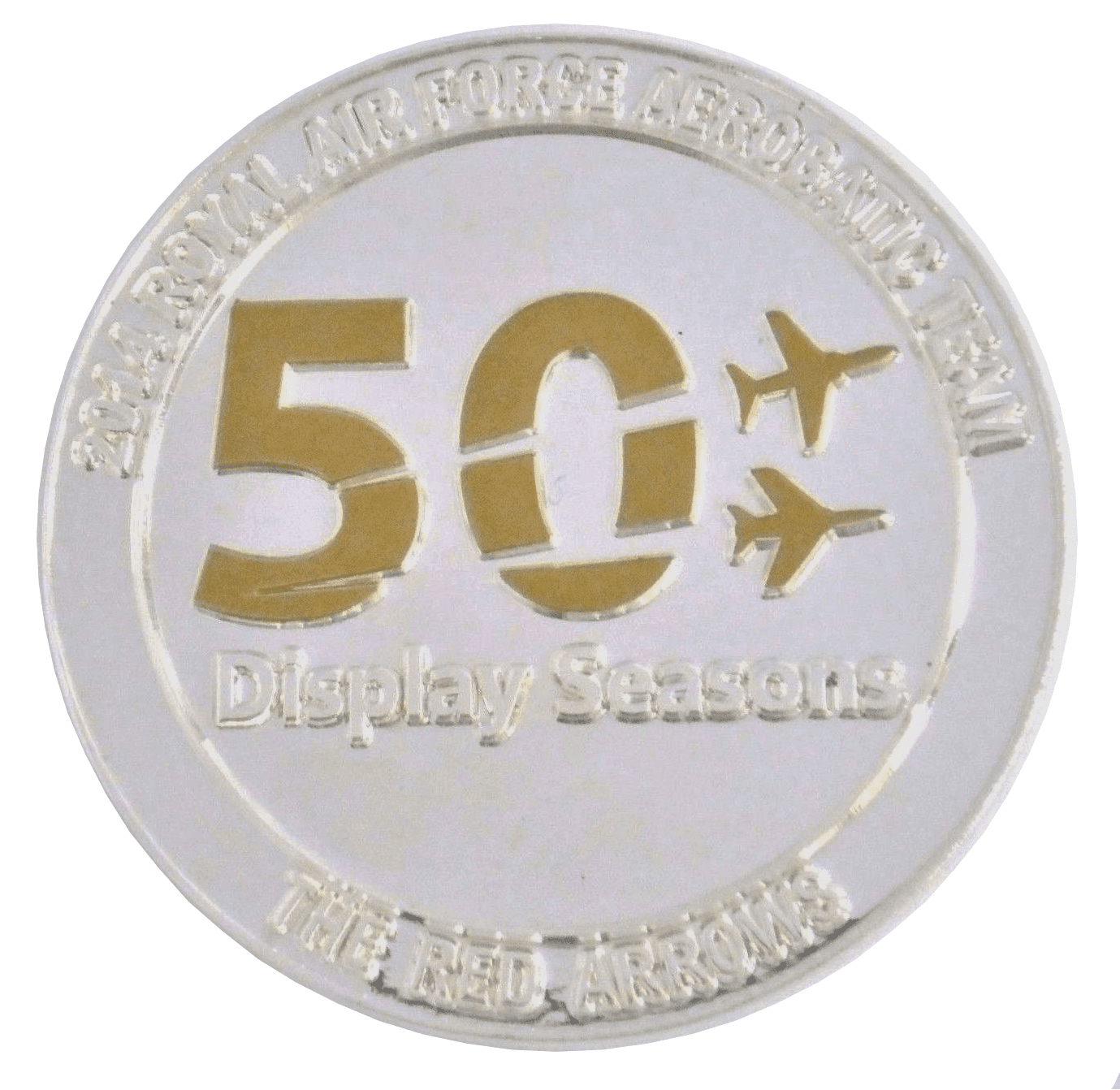 Official RAF Red Arrows 50 Seasons Commemorative Badge Coin Medal in Sleeve