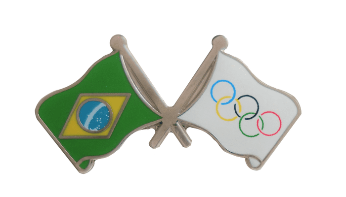Olympic Games IOC and Brazil 2016 Friendship Flag Pin Badge