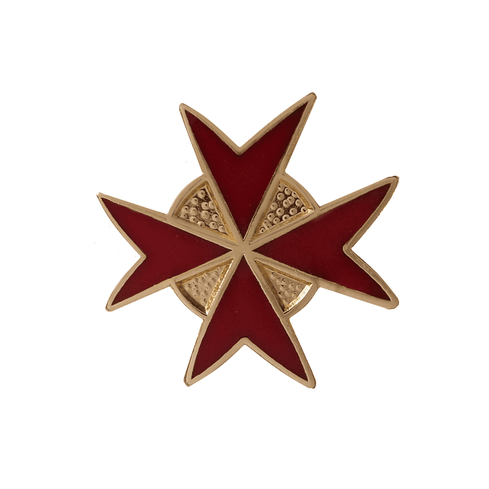 Order of Malta Red Cut Out Cross Masonic Freemasonry Pin Badge