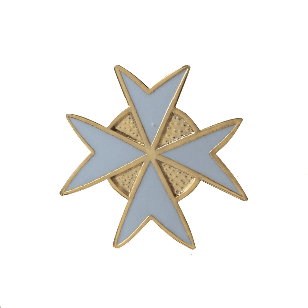 Order of Malta White Cut Out Cross Masonic Freemasonry Pin Badge