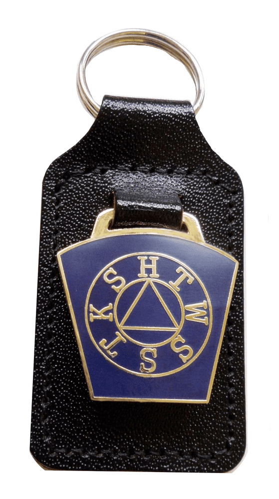 Order of Mark Master Masons Keystone Black Leather Masonic Key Fob