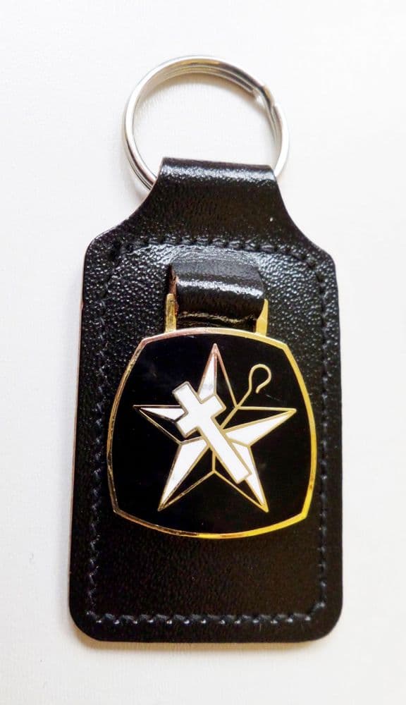 Order of the White Shrine of Jerusalem Black Leather Masonic Key Fob - K054