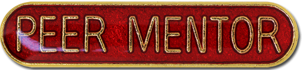 Peer Mentor Rounded Bar Red Pin Badge