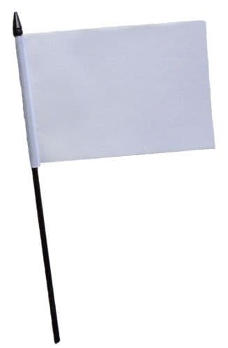 Plain White Small Hand Waving Flag