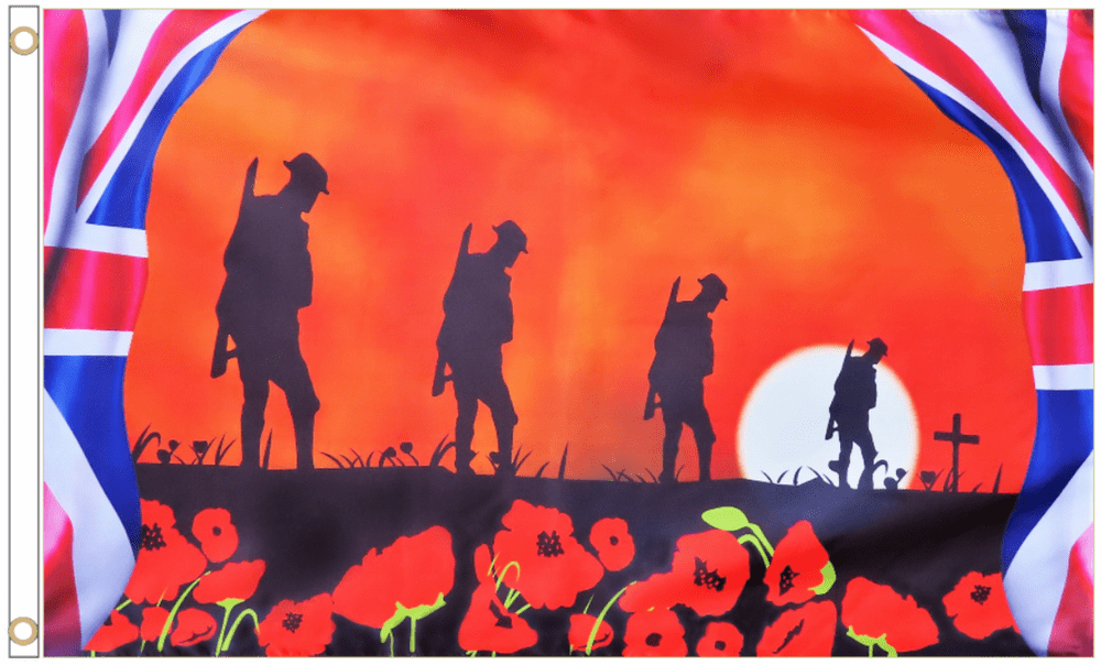 Poppy Day Soldiers Polyester Flag